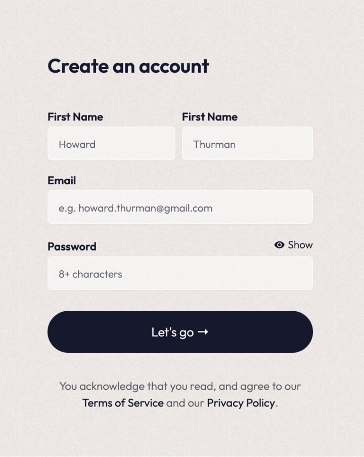 Downloads Signup Form for Webflow